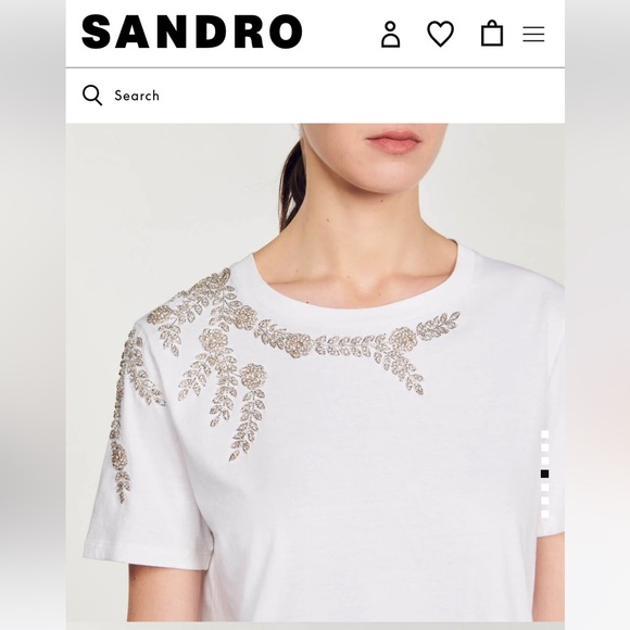 Sandro | Tops | Sandro White Embellished T Shirt | Poshmark